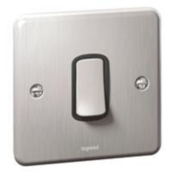 Synergy™ Authentic - 1 gang 1-way switch - 10AX - Brushed Stainless ...