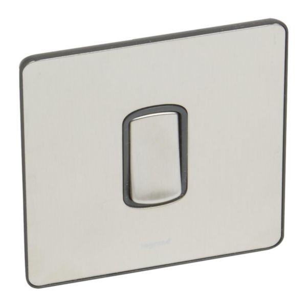 Synergy™ Sleek - 1 gang 2-way push button - 10A- Brushed Stainless ...