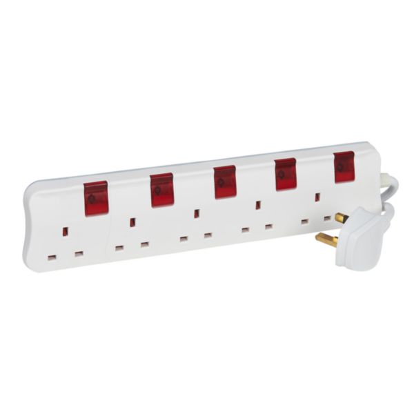 Multi-Outlet Extension Sockets British Standard 5X2P+E + 5 switches ...