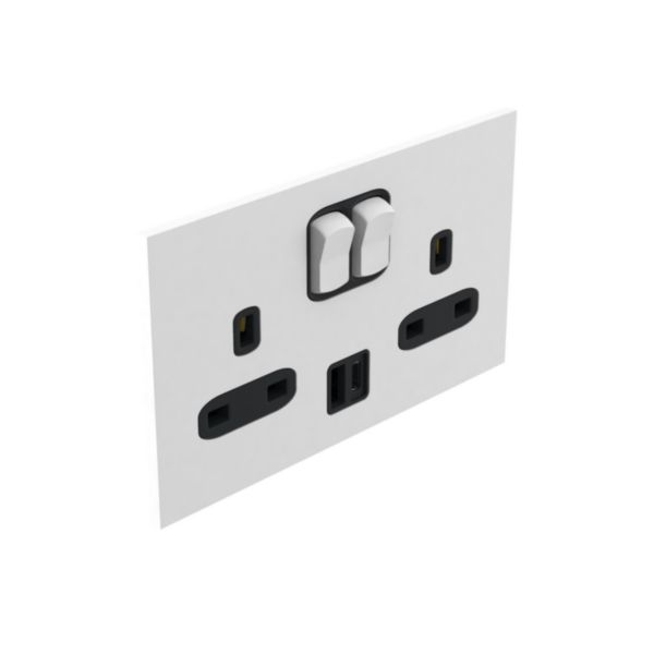 Art d'Arnould - Combi 2 BS 13 A SW socket SP+ USB A+C 3A 15W - Epure satin white | AR-68326 ...