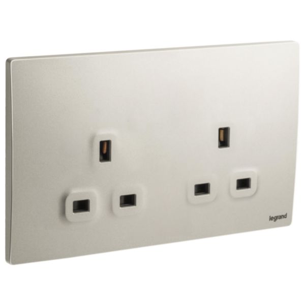 Mallia Senses 2 Gang Bs Unswitched Socket Outlet 13a Champagne 281112ch 3414972077897