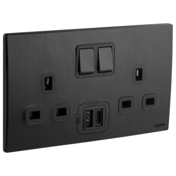 Mallia Senses 2 gang British Standard switched socket outlet single ...
