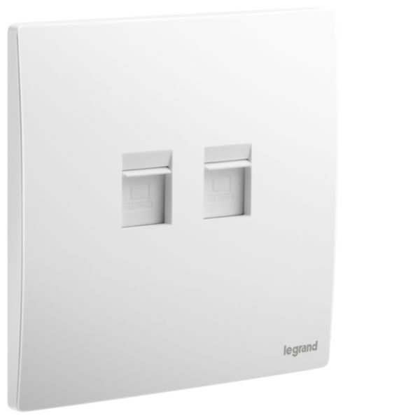 Double RJ45 socket outlet category 6 UTP matt white | 281165MW | 3414972090018 | LEGRAND
