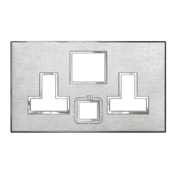 Plate 2 gang BS 13A SP switched socket + USB 27W bss | 575438 ...