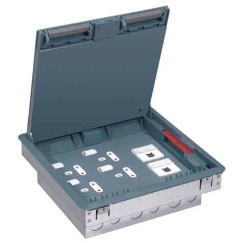 Floor box - 3 compartments - Grey cover RAL 7031 with flexible cable ...